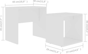 vidaXL Set konferenčních stolků 48 x 30 x 45 cm dřevotříska [802885] Barva: bílá s vysokým leskem