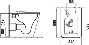 Mexen Cube miska wc stojící Rimless s deskou pomalu klesající slim, duroplast, černá mat - 32924085