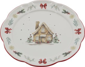 Vánoční keramický jídelní talíř Chalet de Noël – Ø 28*3 cm