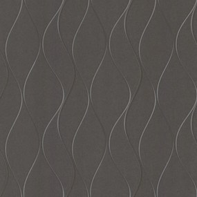 Metalická šedo-černá vliesová tapeta s vlnkami Y6201405, Dazzling Dimensions 2, York