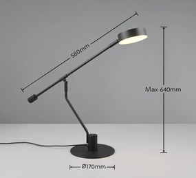 Matně černá LED stolní lampa s ohybatelnou konstrukcí (výška 64 cm) Manduro – Trio