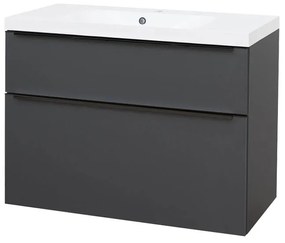 Mereo Mereo, Mailo, koupelnová skříňka s umyvadlem z litého mramoru 101 cm, černé madlo, CN532MB