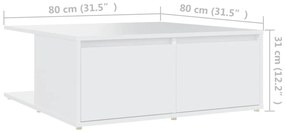 vidaXL Konferenční stolek bílý 80 x 80 x 31 cm dřevotříska
