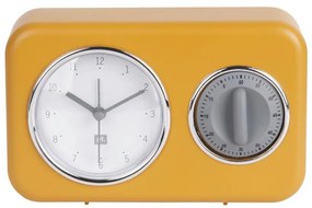 Kuchyňské hodiny s minutkou Nostalgia 17 cm žlutá Present Time