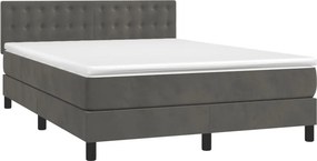 Box spring postel s matrací tmavě šedý 140 x 190 cm samet 3141540