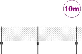 Plot s řetězovým odkazem a sloupkem 10 x 0,4 m Šedá Síťovina 3336257