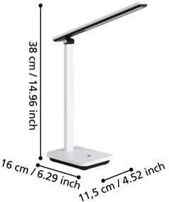 Eglo 900956-LED Stmívatelná nabíjecí stolní lampa INIESTA 3,6W/5V 1800mAh bílá