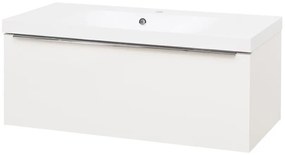 Mereo Mereo, Mailo, koupelnová skříňka s umyvadlem z litého mramoru 101 cm, bílá, dub, antracit, CN517M