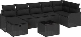 Set pohovek 8 ks 7-Počet míst Černá polyratan 3359012