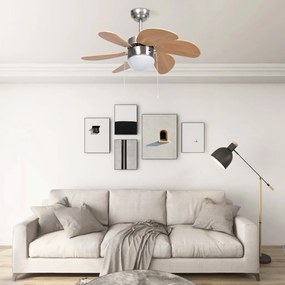 Stropní ventilátor se světlem 76 cm světle hnědý - Default Title