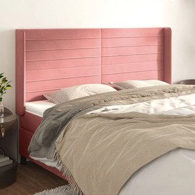 Čelo postele typu ušák růžové 183x16x118/128 cm samet 3119785
