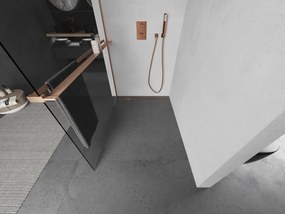 Mexen Kioto+ L, sprchová zástěna Walk-In s poličkou a věšákem 105 x 200 cm, 8mm čiré sklo, měděný matný profil, 800-105-123-65-00