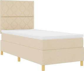 Postel s boxspringem s čelo Krémová 90 x 190 cm textil 3339663