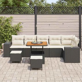 Sada zahradních pohovek 9 ks 6-Počet míst Černá a krémová 3363970