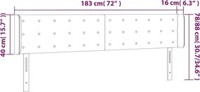 Čelo postele s LED tmavě šedé 183 x 16 x 78/88 cm textil 3123685