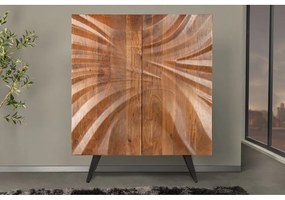 Massive home | Vysoká komoda HURRICANE 120cm 3D akátové dřevo hnědá