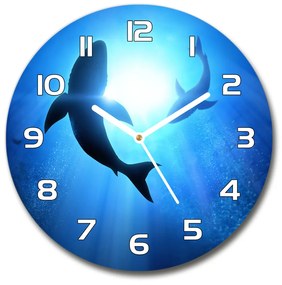 Wallmuralia Skleněné hodiny kulaté Dva žraloci fi 30 cm