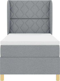 Postel s boxspringem s čelo Světle šedá 200 x 90 cm textil 3340795