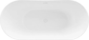 Rea FERRANO Slim, volně stojící vana 1520×730×670 mm, bílá, černá krytka odtoku, KPL-W6080