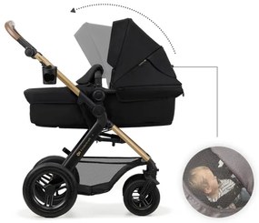 KINDERKRAFT-Kombinovaný kočárek 3v1 MOOV 2 AIR Pure black + autosedačka MINK PRO