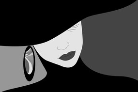 Samolepící tapeta černobílá nóbl dáma v klobouku - 150x100 cm