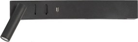 Matně černé kovové LED nástěnné svítidlo s ohybatelnou konstrukcí/s USB portem Vida – Nova Luce