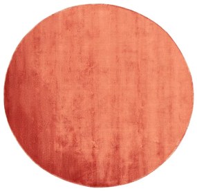 Kulatý viskózový koberec ⌀ 140 cm oranžový GESI II Beliani
