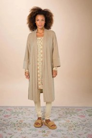 Pip Studio Naomi Kimono Velvet Little Sumo Stripe, pískové (Bavlněné sametové kimono)