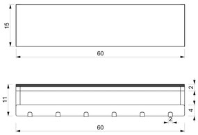 Nástěnný věšák na ručníky s policí 10x60 cm černá