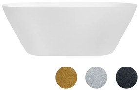 Besco Volně stojící vana z litého mramoru Moya Glam 160x70 Barva: Bílá/stříbrná, Rozměry (cm): 159x68,4, Typ a barva výpustě: Click-Clack standard, chrom