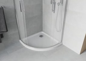 Mexen Rio kruhový sprchový kout 80 x 80 cm, mat, chrom + sprchová vanička Flat, bílá - 863-080-080-01-30-4110