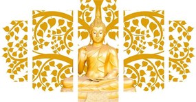 5-dílný obraz Budha se stromem života - 100x50 cm