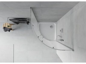 Mexen Rio půlkruhový sprchový kout 80 x 80 cm, Vzor jinovatky, Chromovaná + sprchová vanička Flat, Bílá - 863-080-080-01-30-4110