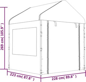 vidaXL Altán se střechou bílý 15,61 x 2,28 x 2,69 m polyethylen [3155483]