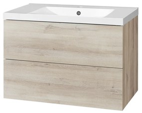 Mereo Mereo, Aira, koupelnová skříňka s umyvadlem z litého mramoru 81 cm, bílá, dub, šedá, CN721M