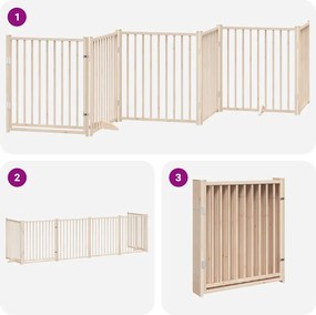 Zábrana pro psy s dvířky skládací 6 panelů 480 cm topol 3155725