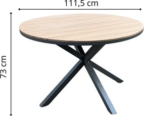 Zahradní stůl Alumio 111,5 cm hnědý/tmavě šedý