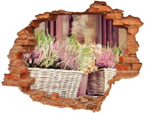 Wallmuralia Samolepící díra na stěnu Levandule v květináči 90x70 cm