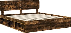 Rám postele Kouřový dub 180 x 200 cm Masivní borové dřevo 3412046