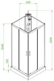 BPS-koupelny Hydromasážní box HYD-LI100, 90x90 cm, kartáčovaný chrom/transparent