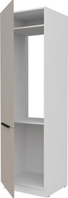 ARIA lb | vysoká skříňka 60 LO-210 2F na vestavnou lednici | 60 cm | ANTI FINGERPRINT povrch | bílá/béžová