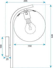 Toolight Toolight, nástěnné svítidlo 1xE27, G103-1W, černá matná, OSW-09728