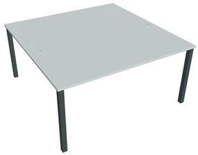 Dvojstůl pracovní rovný 160×160 cm - Hobis Uni USD 1600 Dekor stolové desky: šedá, Barva nohou: černá