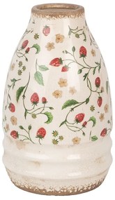 Béžová keramická váza s jahůdkami Wild Strawberries M - Ø 21*32 cm
