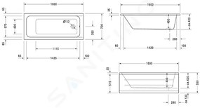 DURAVIT - D-Code Vana 1600x700 mm, bílá (700096000000000)