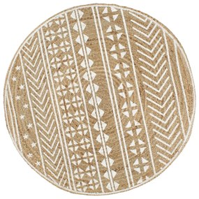 Ručně vyrobený koberec z juty s bílým potiskem 120 cm 133693
