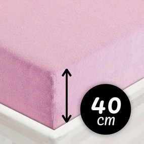 Froté napínací prostěradlo na extra vysokou matraci FR-008 Růžová lila 90 x 200 - výška 40 cm