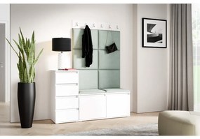 Eka Předsíňová stěna s čalouněnými panely Trinity 34 - Bílá / Světlá zelená 2321