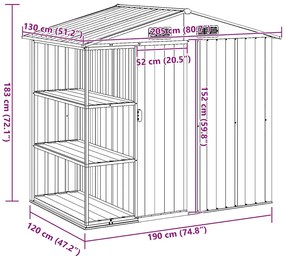vidaXL Marketos Zahradní domek s regálem zelený 205 x 130 x 183 cm železo