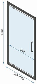 Rea Rapid Swing, 3-stěnový sprchový kout 90(dveře) x 90(stěna) x 195 cm, 6mm čiré sklo, chromový profil, KPL-09119